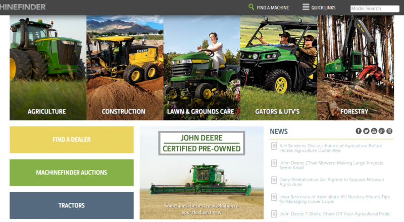View Used Equipment from John Deere with the New MachineFinder Mobile